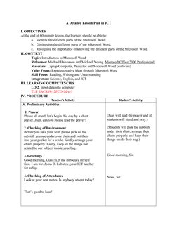 Microsoft Word Lesson Plan Overview | PDF | Microsoft Word | Window ...