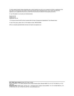 IDFC Bank Foreclosure Letter Details | PDF | Cheque | Foreclosure