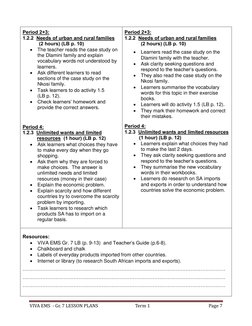 Grade 7 EMS Term 1 Lesson Plans | PDF | Teaching Method | Lesson Plan