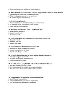 Macbeth Final Exam Questions | PDF | Macbeth | Shakespearean Tragedies
