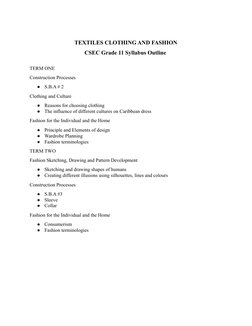 CSEC Clothing and Textiles Syllabus | PDF | Home & Garden | Lifestyle