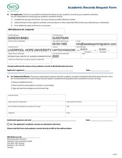 WES Academic Records Request Form | PDF