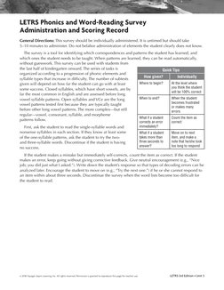 LETRS Phonics and Word-Reading Survey Administration and Scoring Record ...
