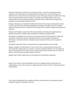 Tesco Stakeholders and Communication Strategies | PDF | Employment ...