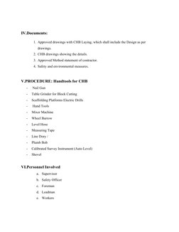 CHB Laying Methodology for Construction | PDF | Masonry | Concrete
