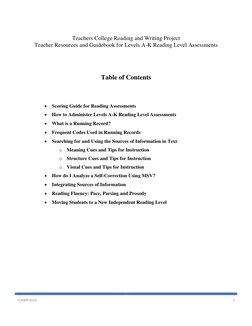 TCRWP A-K Reading Level Assessments | PDF | Reading Comprehension | Fluency