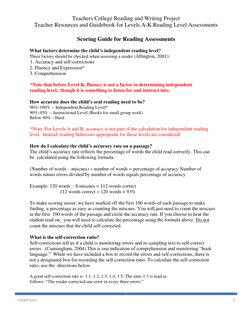 TCRWP A-K Reading Level Assessments | PDF | Reading Comprehension | Fluency