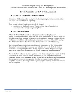 TCRWP A-K Reading Level Assessments | PDF | Reading Comprehension | Fluency