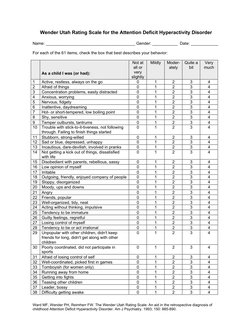 Wender Utah Rating Scale for ADHD | PDF | Attention Deficit ...