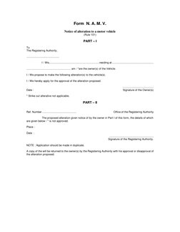 NAMV Form for Vehicle Alterations | PDF