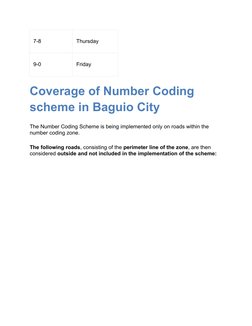 Baguio City Number Coding Scheme 2025 | PDF