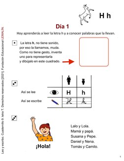 Actividades de lectura y escritura: letra H | PDF