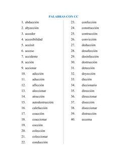 Palabras en español con "cc" | PDF