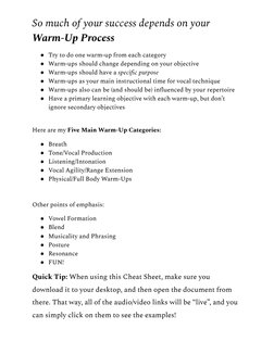 50 Awesome Choir Warm-Ups Cheat Sheet | PDF | Singing | Consonant