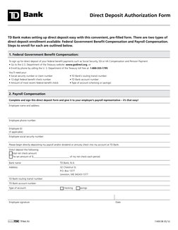 TD Bank Direct Deposit Authorization Form | PDF | Finance & Money ...