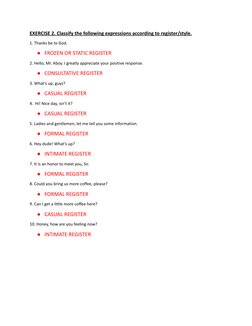 Language Register Classification Exercises | PDF