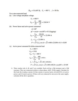 Three-Phase AC Circuit Calculations | PDF | Electrical Impedance | Ac Power