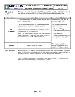 Initial Production Parts Control Process | PDF | Packaging And Labeling ...