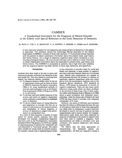 CAMDEX: Early Dementia Diagnosis Tool | PDF | Dementia | Medical Diagnosis