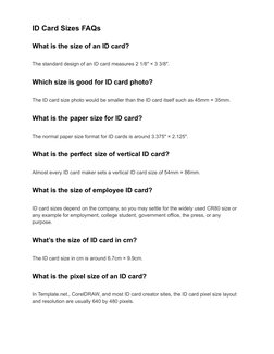 Standard ID Card Sizes Explained | PDF | Identity Document | Printer ...