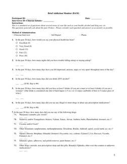 BAM Assessment Questionnaire | PDF | Cannabis (Drug) | Substance Abuse