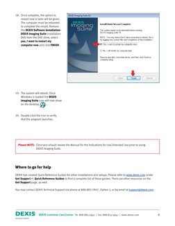 Quick Reference Guide For Installation of Dexis Imaging Suite Software ...