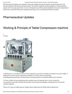 Tablet Compression Machine Principles | PDF | Tablet (Pharmacy) | Equipment