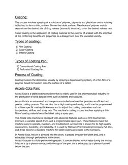 Accela Cota Tablet Coating System Overview | PDF | Tablet (Pharmacy ...