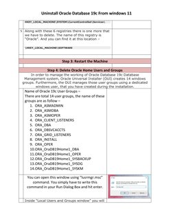 Uninstall Oracle Database 19c on Windows 11 | PDF | Windows Registry ...