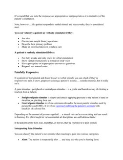 Understanding the AVPU Scale | PDF | Coma | Pain