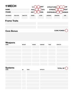 Lancer RPG Character Sheet Template | PDF