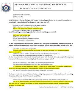 Security Guard Exam Practice Questions | PDF | Security Guard | Police