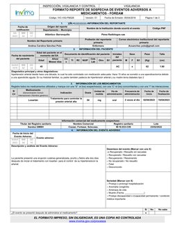 Formato FOREAM para Reporte de Eventos Adversos | PDF | Medicamentos ...