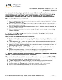 AWS Certified Developer Associate Exam Questions | PDF | Amazon Web ...