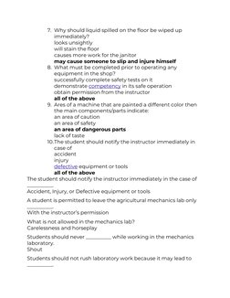 General Shop Safety Test Guide | PDF | Personal Protective Equipment ...