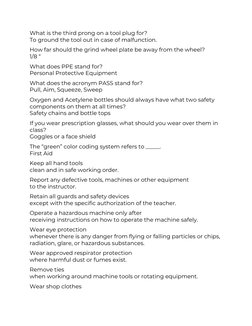 General Shop Safety Test Guide | PDF | Personal Protective Equipment ...