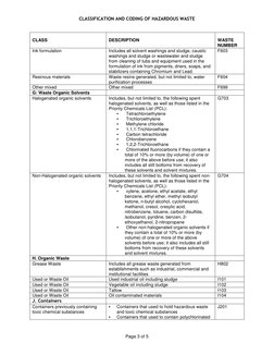 Hazardous Waste Classification Codes | PDF | Waste | Solvent