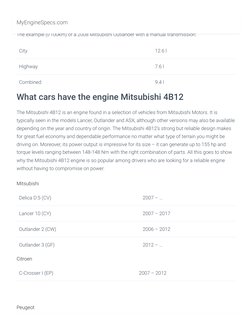 Mitsubishi 4B12 Engine Overview | PDF | Internal Combustion Engine ...