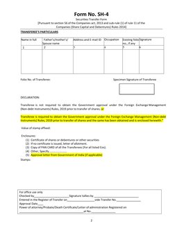 SH-4 Share Transfer Form Template | PDF | Securities (Finance ...