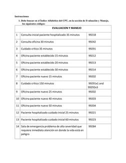 Códigos CPT para Visita Inicial | PDF | Medicina | Ciencias de la Salud