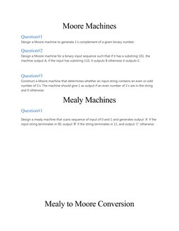 Moore and Mealy Machine Examples | PDF