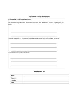 OJT Performance Evaluation Comments Guide | PDF | Performance Appraisal ...
