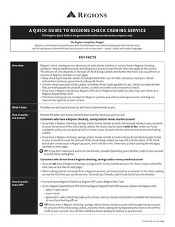 Regions Check Cashing Service Overview | PDF