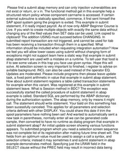 ABAP Submit Program with Parameters Example | PDF | Computer Program | Programming