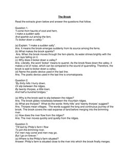 The Brook: Class 9 Q&A Guide | PDF | Poetry