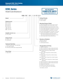 Kawasaki K3VL Parts Catalog Overview | PDF | Horsepower | Pump