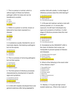 Communicable Diseases Exam Questions | PDF | Infection | Measles