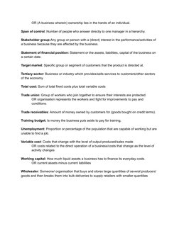 IGCSE Business Key Definitions List | PDF | Student Assessment And ...