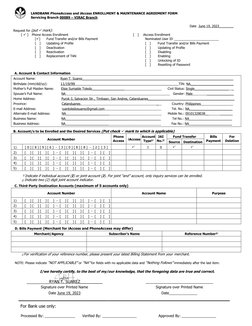 LANDBANK iAccess Enrollment Form | PDF | Cheque | Transaction Account