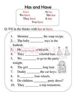 Has and Have Worksheet for Class 1 | PDF